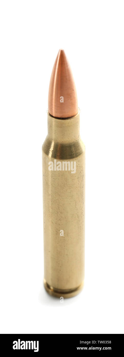 Rifle bullet on white background Stock Photo - Alamy