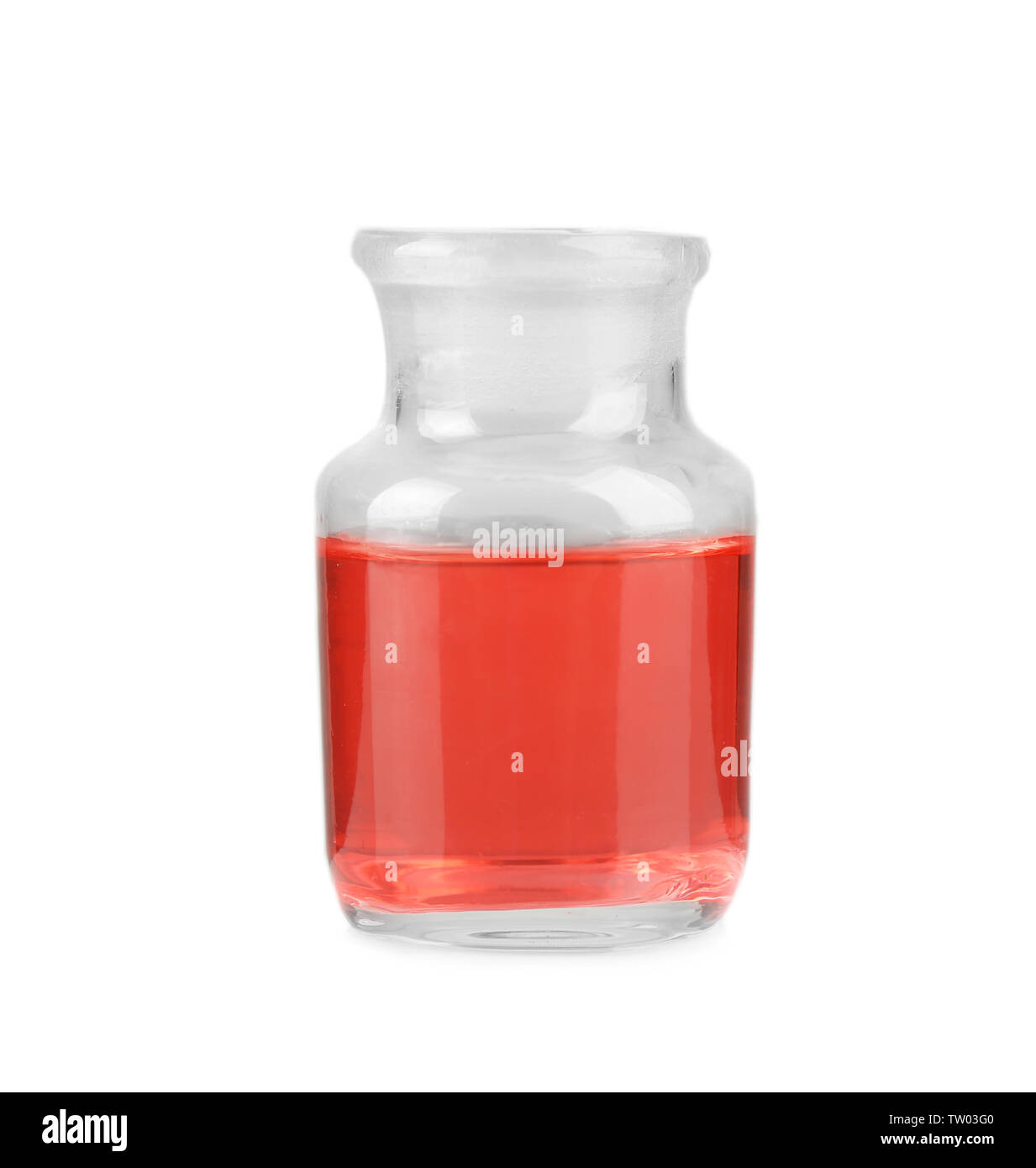 Glass bottle with color water on white background Stock Photo - Alamy