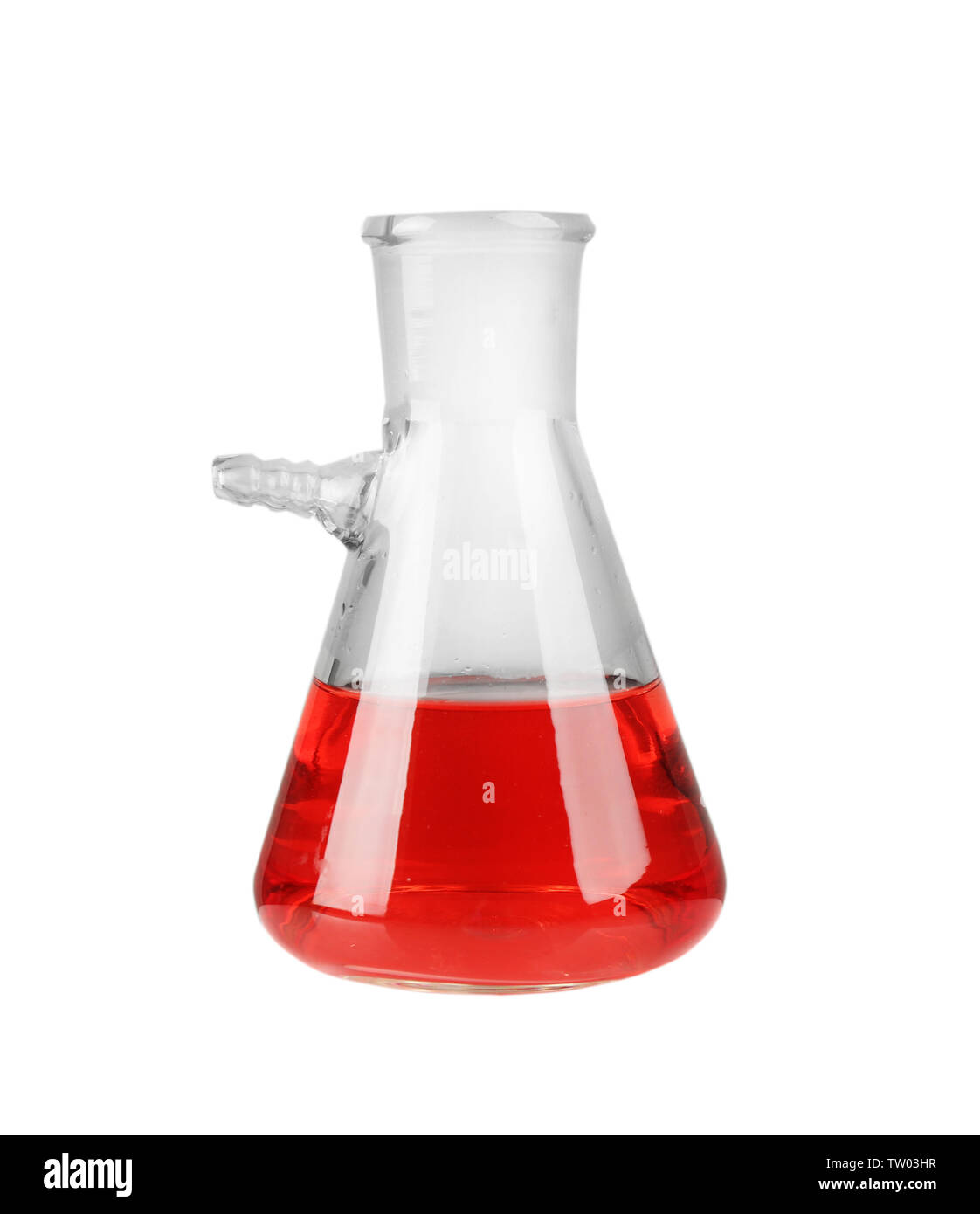 Flask with color water on white background Stock Photo - Alamy