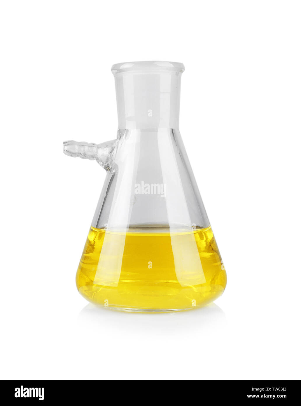 Flask with color water on white background Stock Photo - Alamy