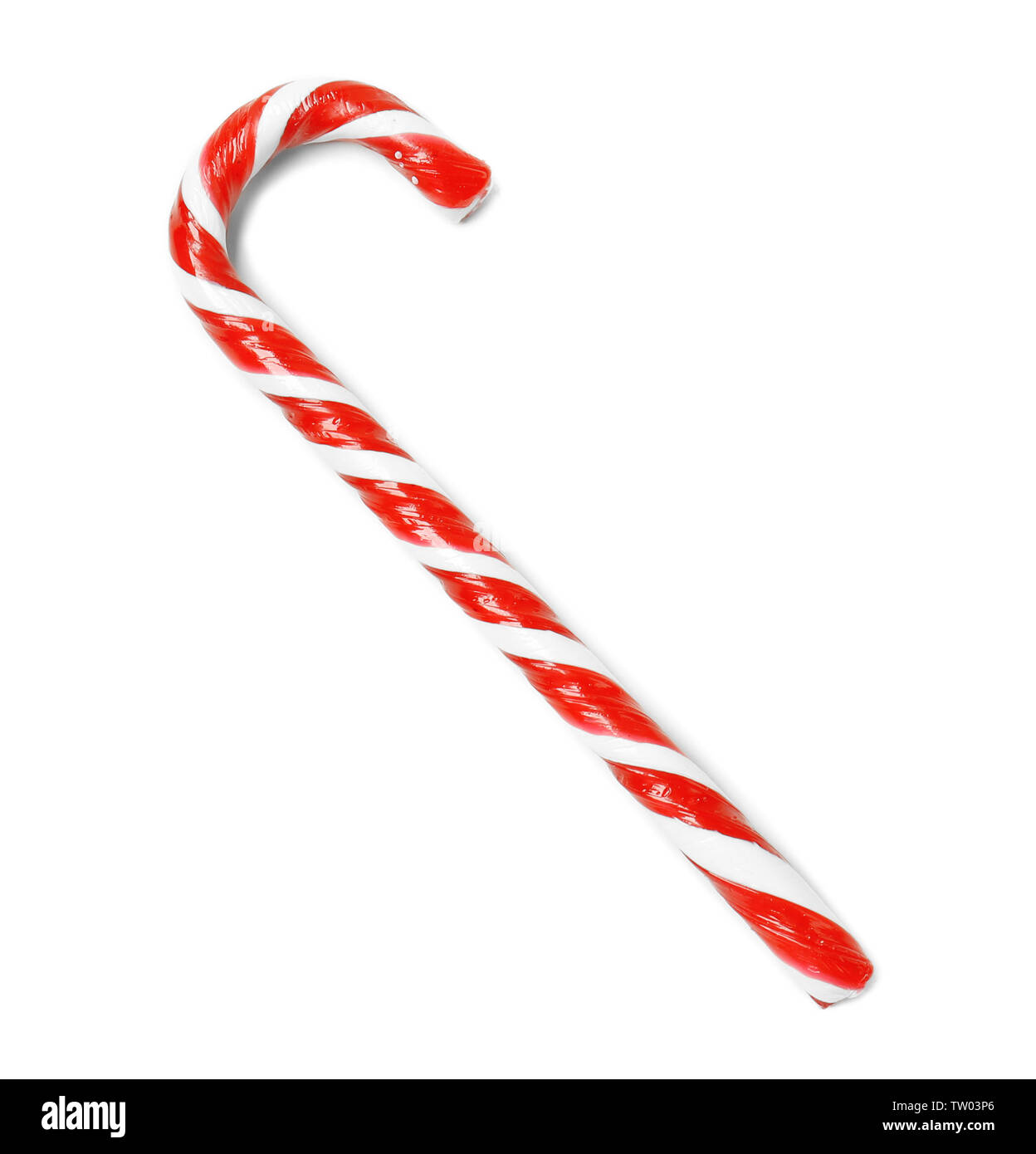Candy cane on white background Stock Photo - Alamy