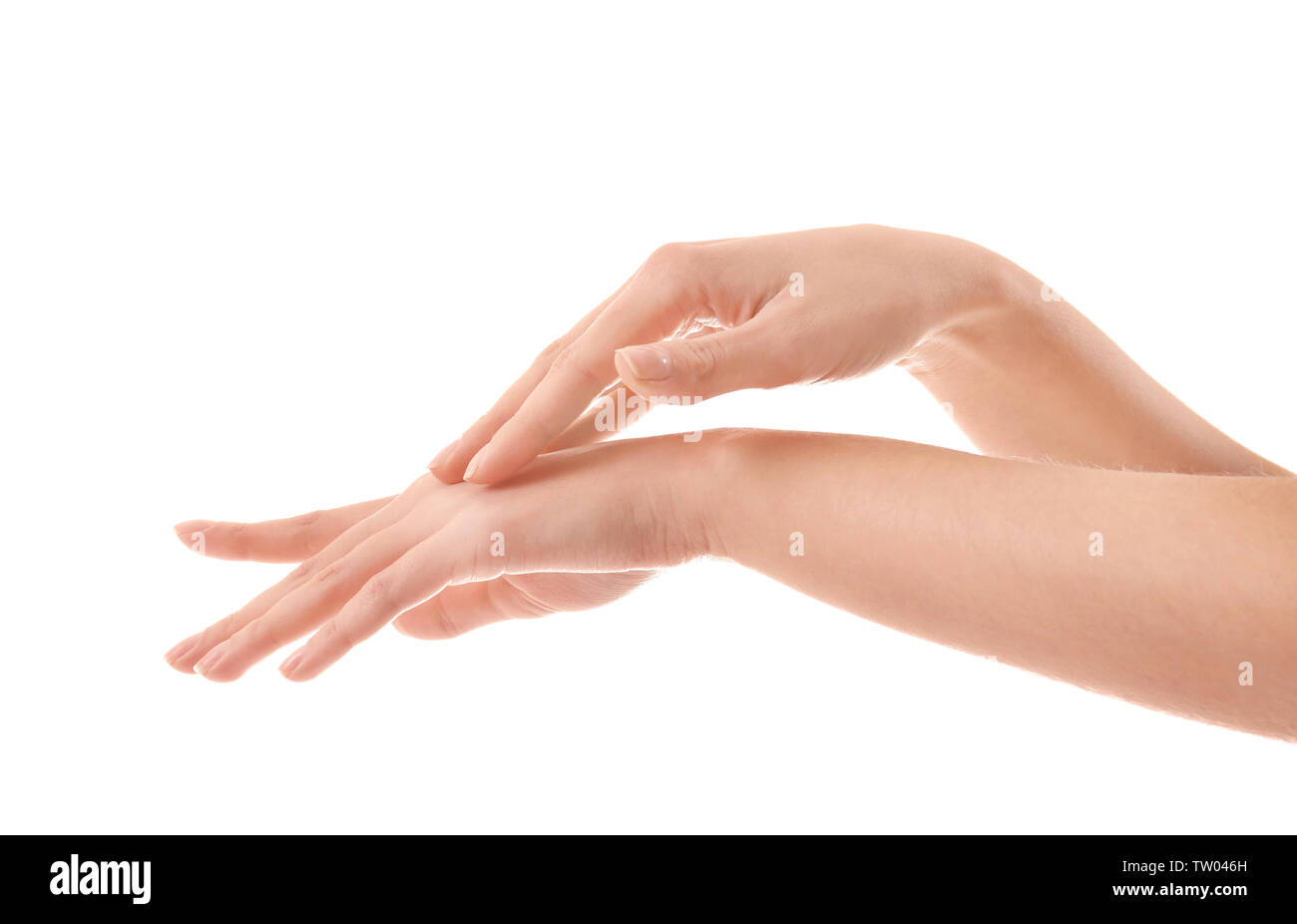 Female hands isolated on white Stock Photo - Alamy