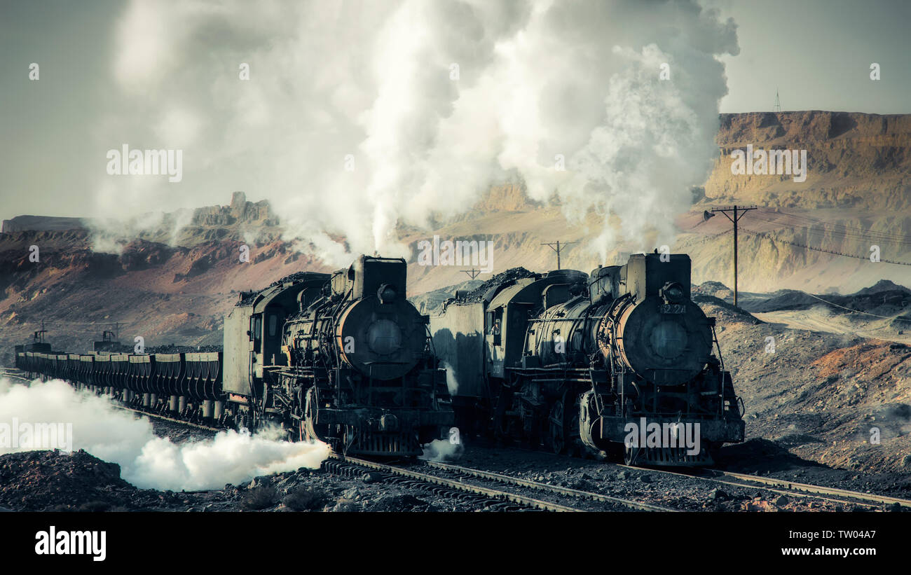 Sandaoling steam locomotive Stock Photo - Alamy