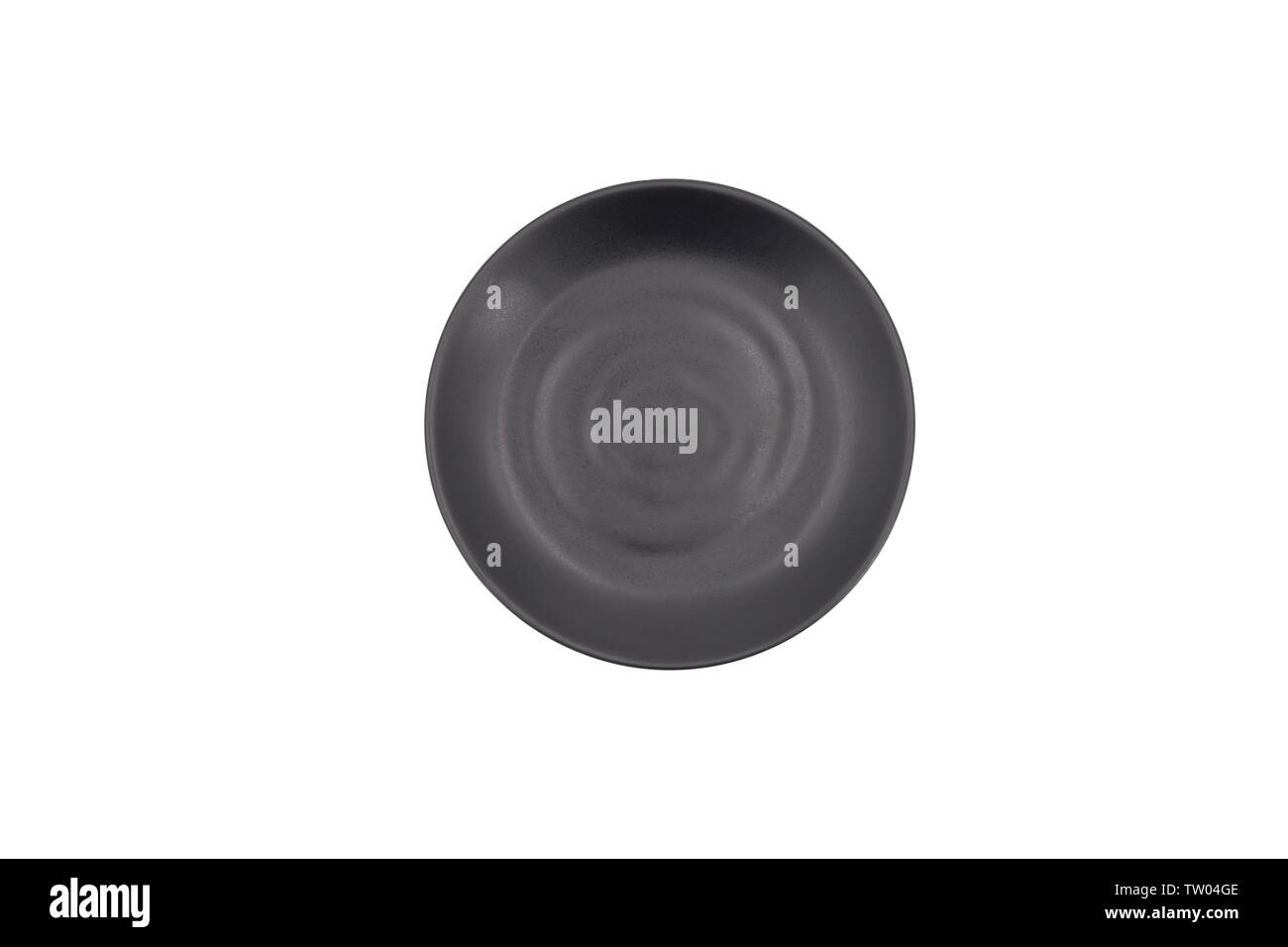 Black empty plate on white background Stock Photo - Alamy