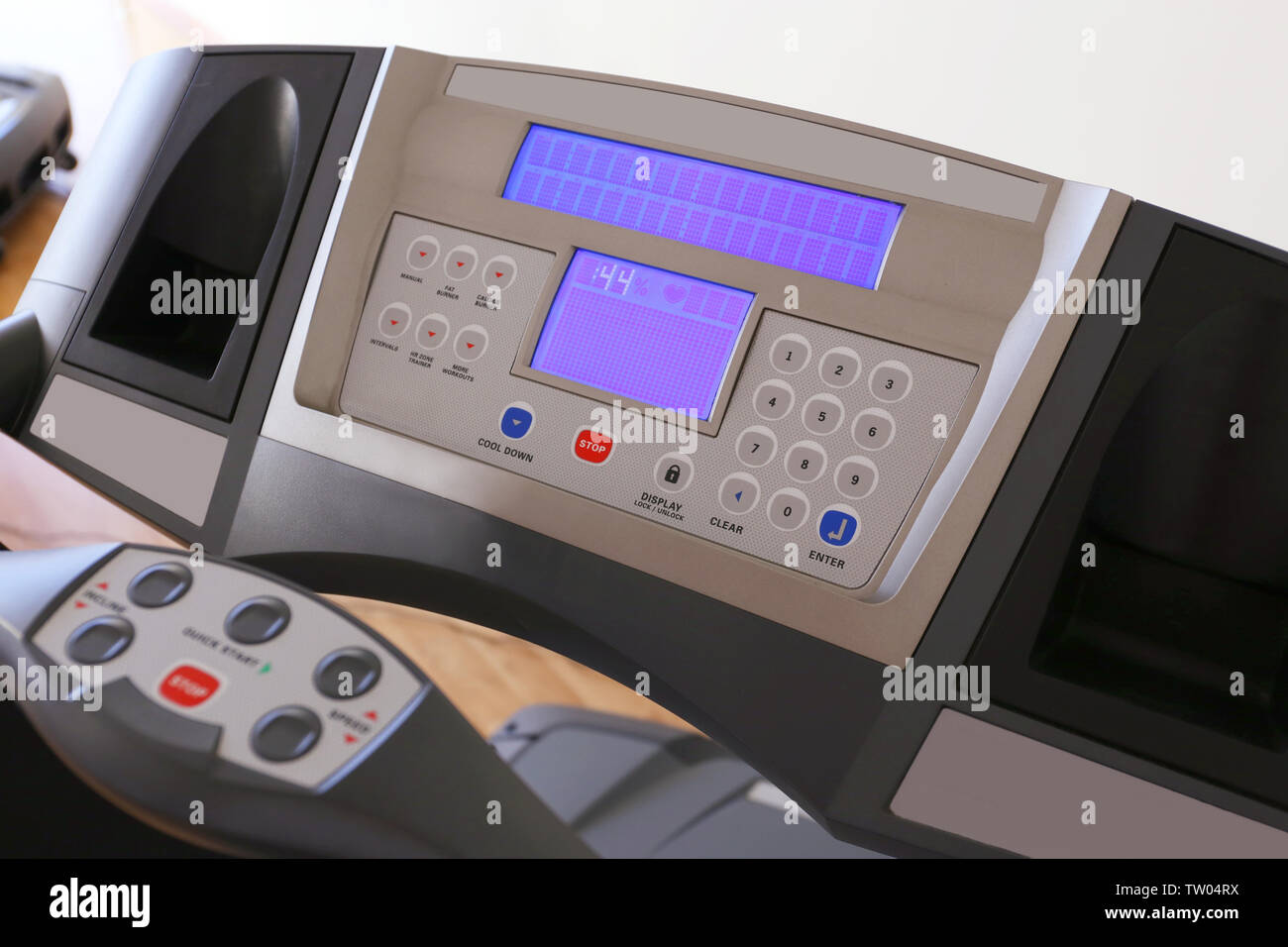 Treadmill panel, closeup Stock Photo - Alamy