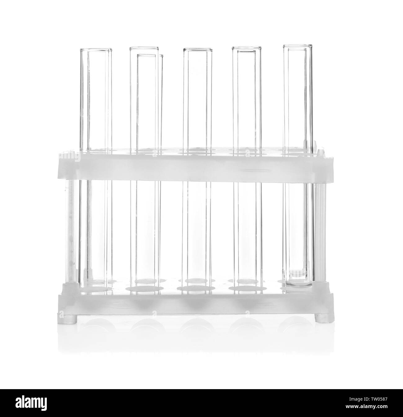 Stand with test tubes isolated on white Stock Photo - Alamy