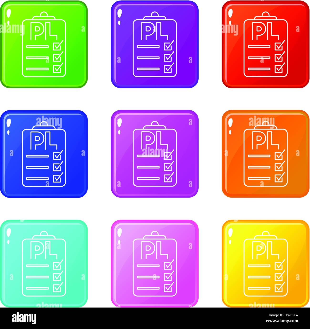 Clipboard with PL icons set 9 color collection Stock Vector Image & Art ...