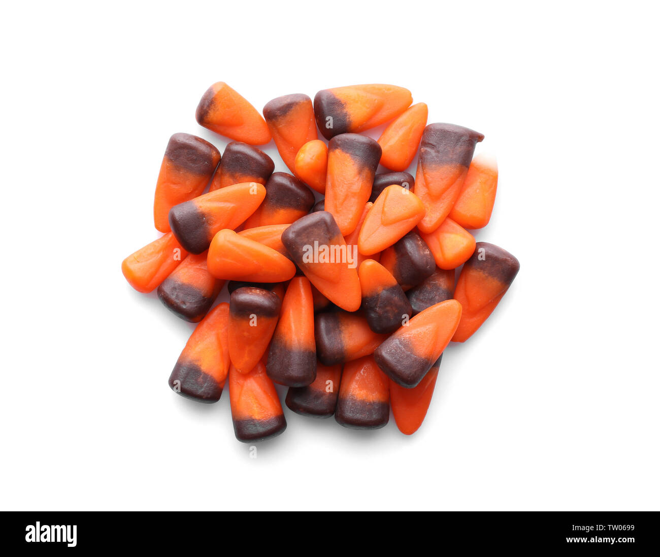 Colorful Halloween candies on white background Stock Photo - Alamy
