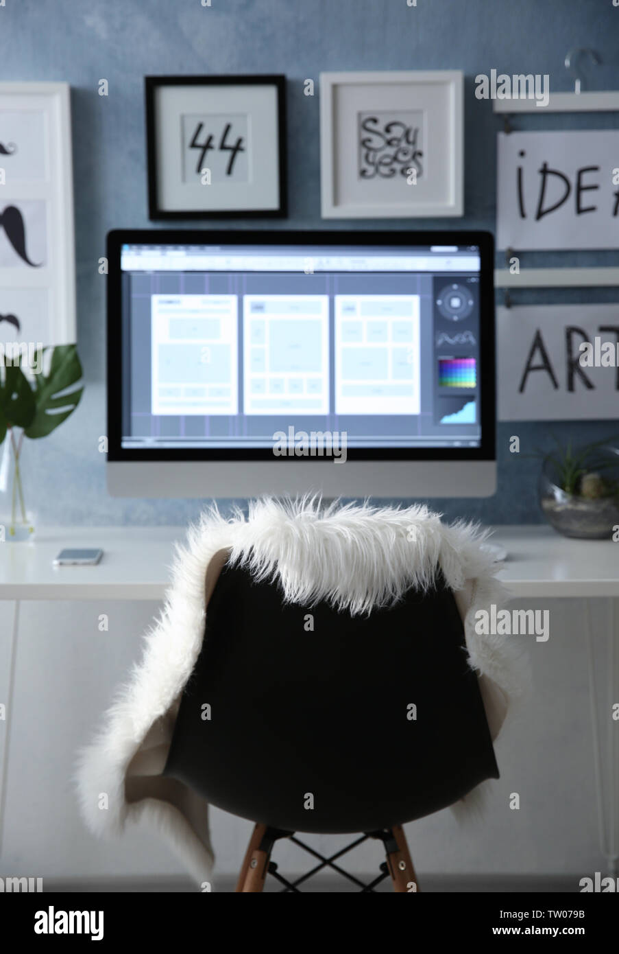 Comfortable workplace with computer Stock Photo - Alamy