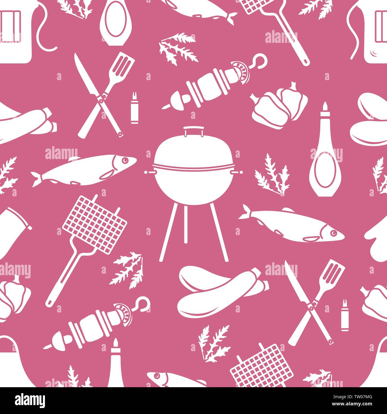 Seamless pattern with grill and barbecue tools. BBQ party background ...