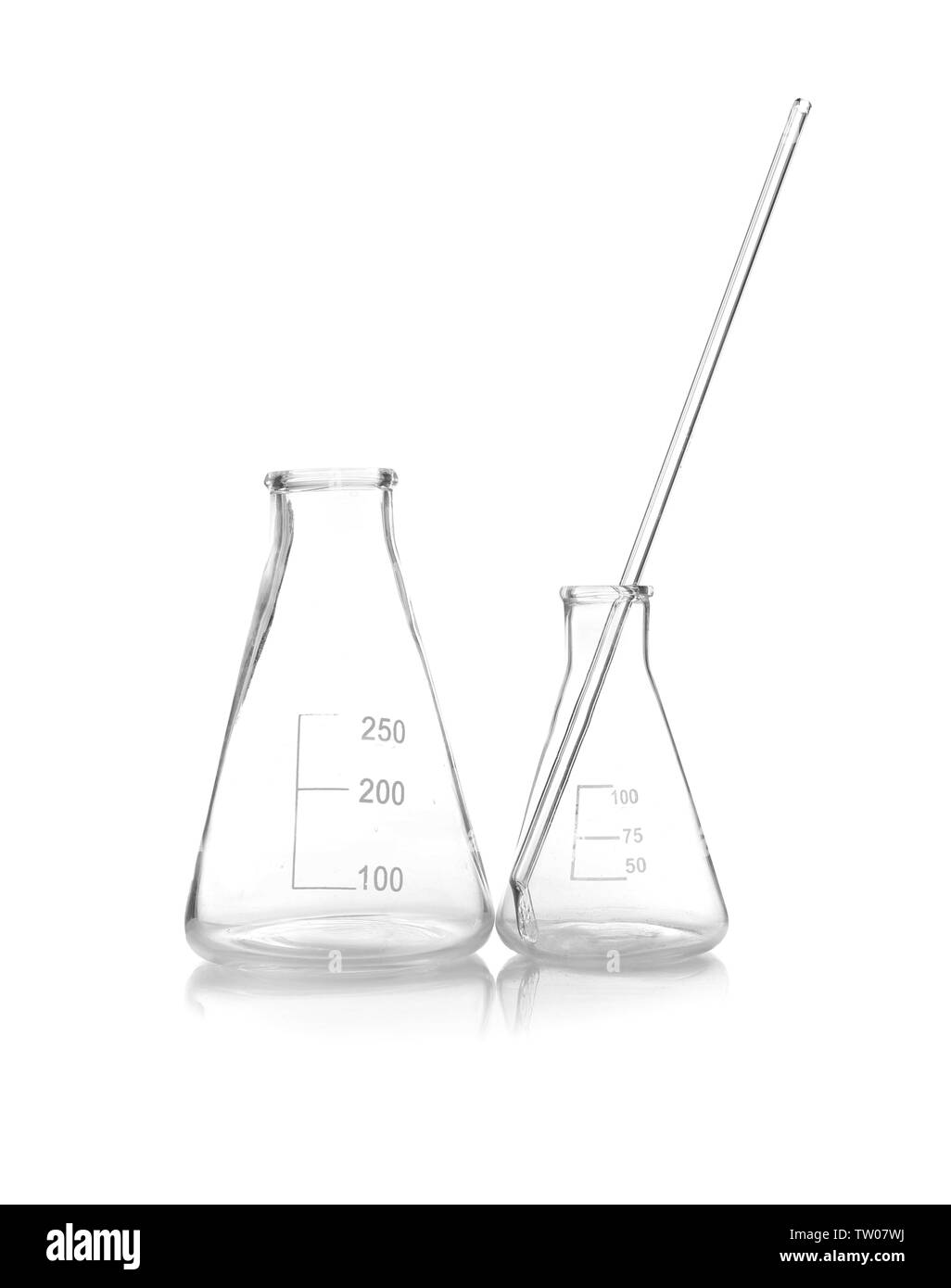 Clean laboratory glassware on white background Stock Photo - Alamy