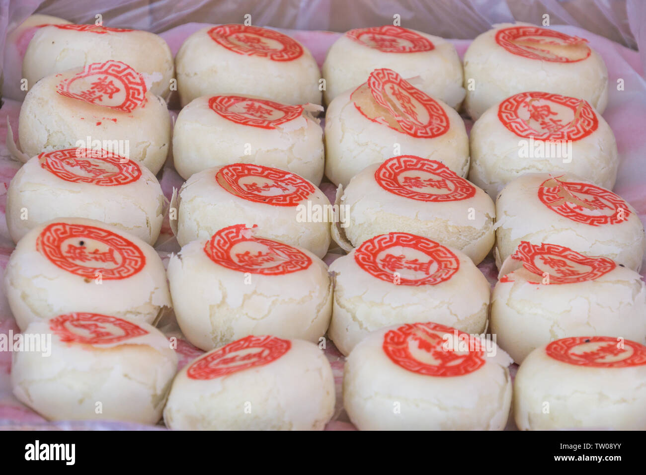 A box of Chinese snacks Beijing eight-piece pretzel close-up Stock ...