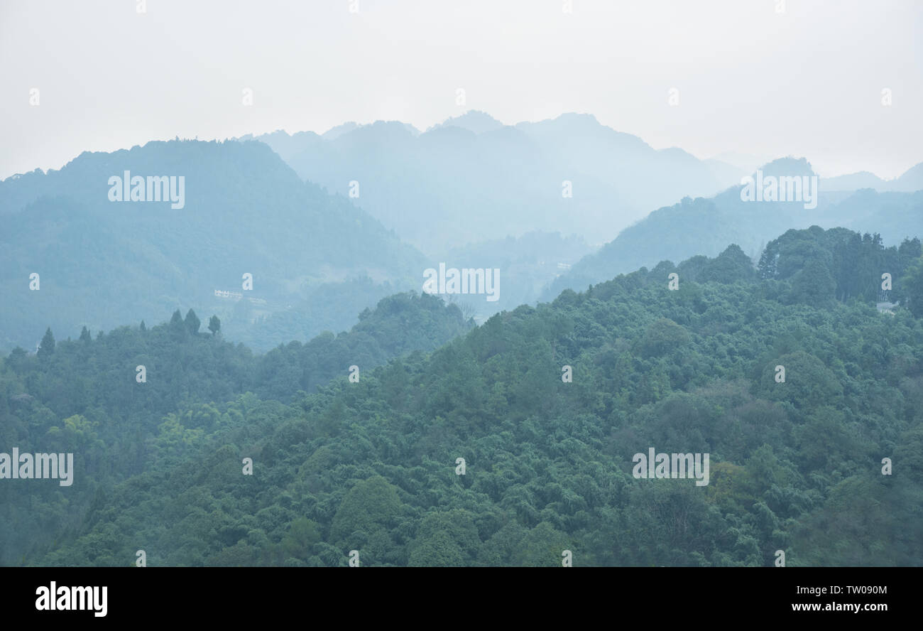 Scenery of Bashu mountains and rivers in Dazhu County, Sichuan Province ...