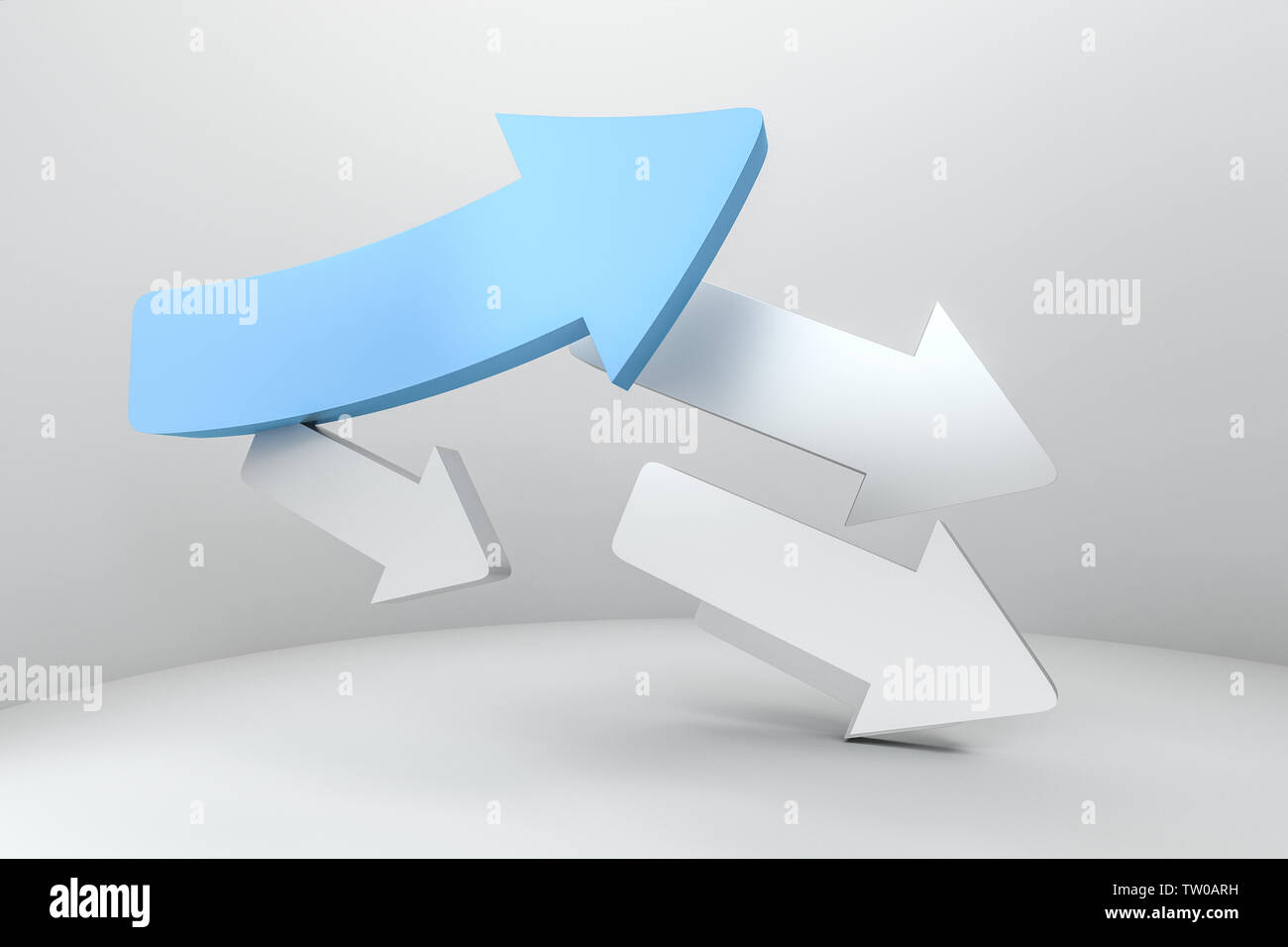 Three-dimensional rendering, arrow model creative background, direction ...