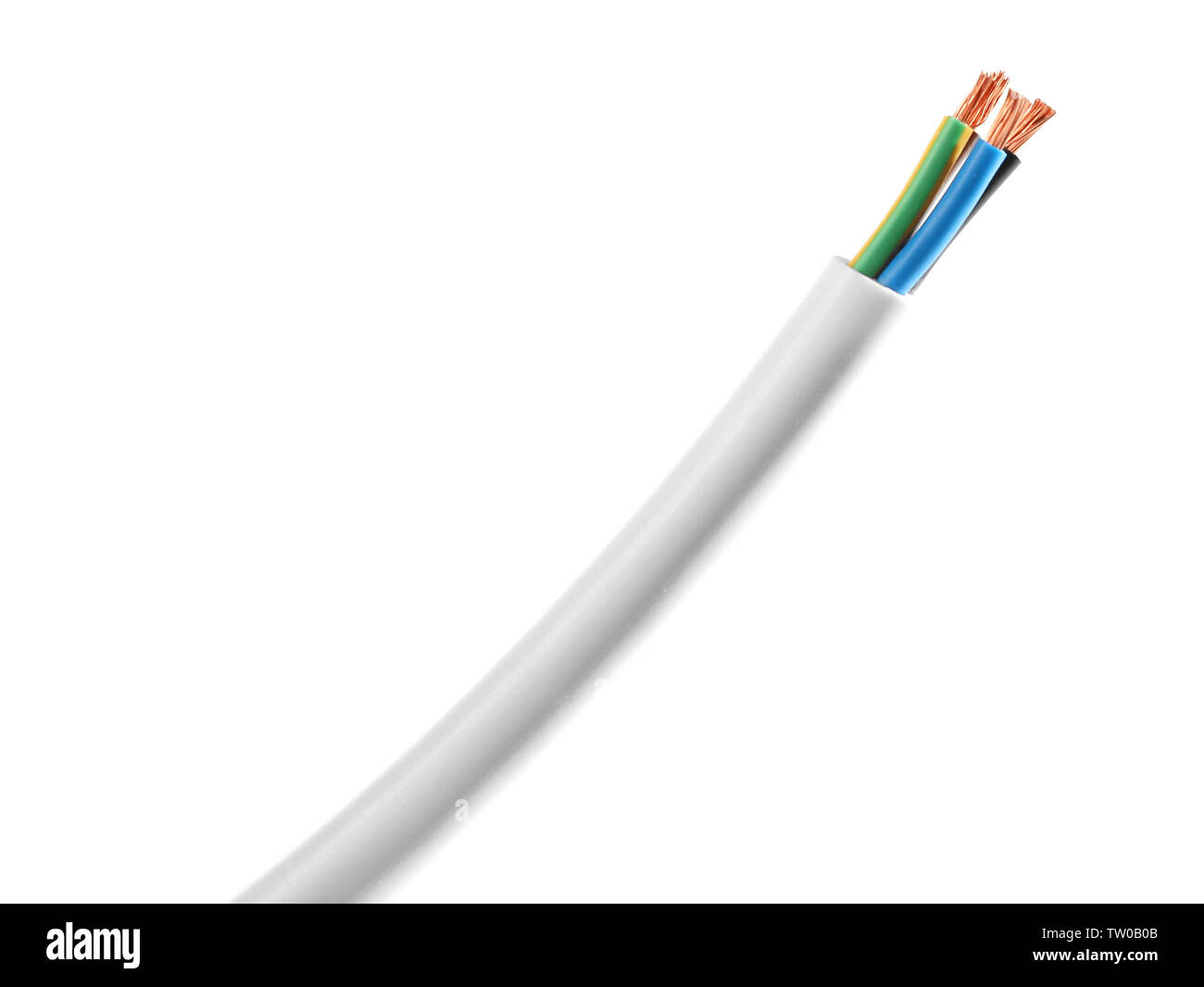 Electric cable isolated on white Stock Photo - Alamy