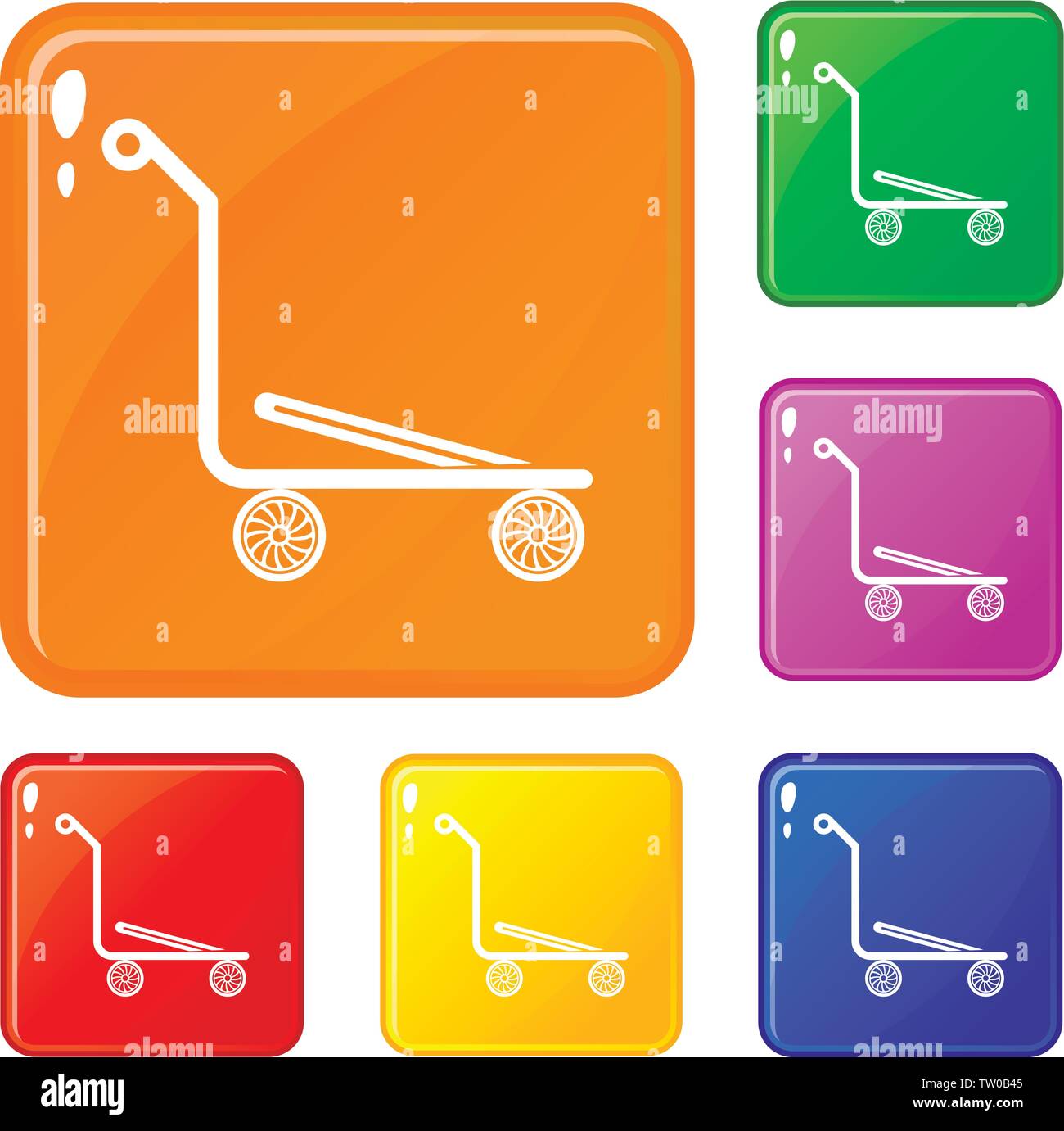 Airport trolley icons set vector color Stock Vector Image & Art - Alamy
