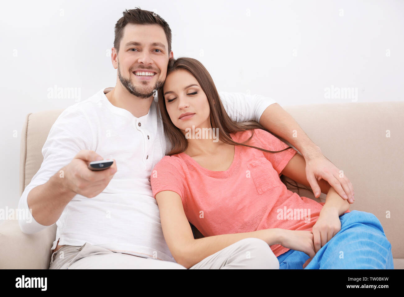 Wife watching husband sleeping hi-res stock photography and images - Alamy