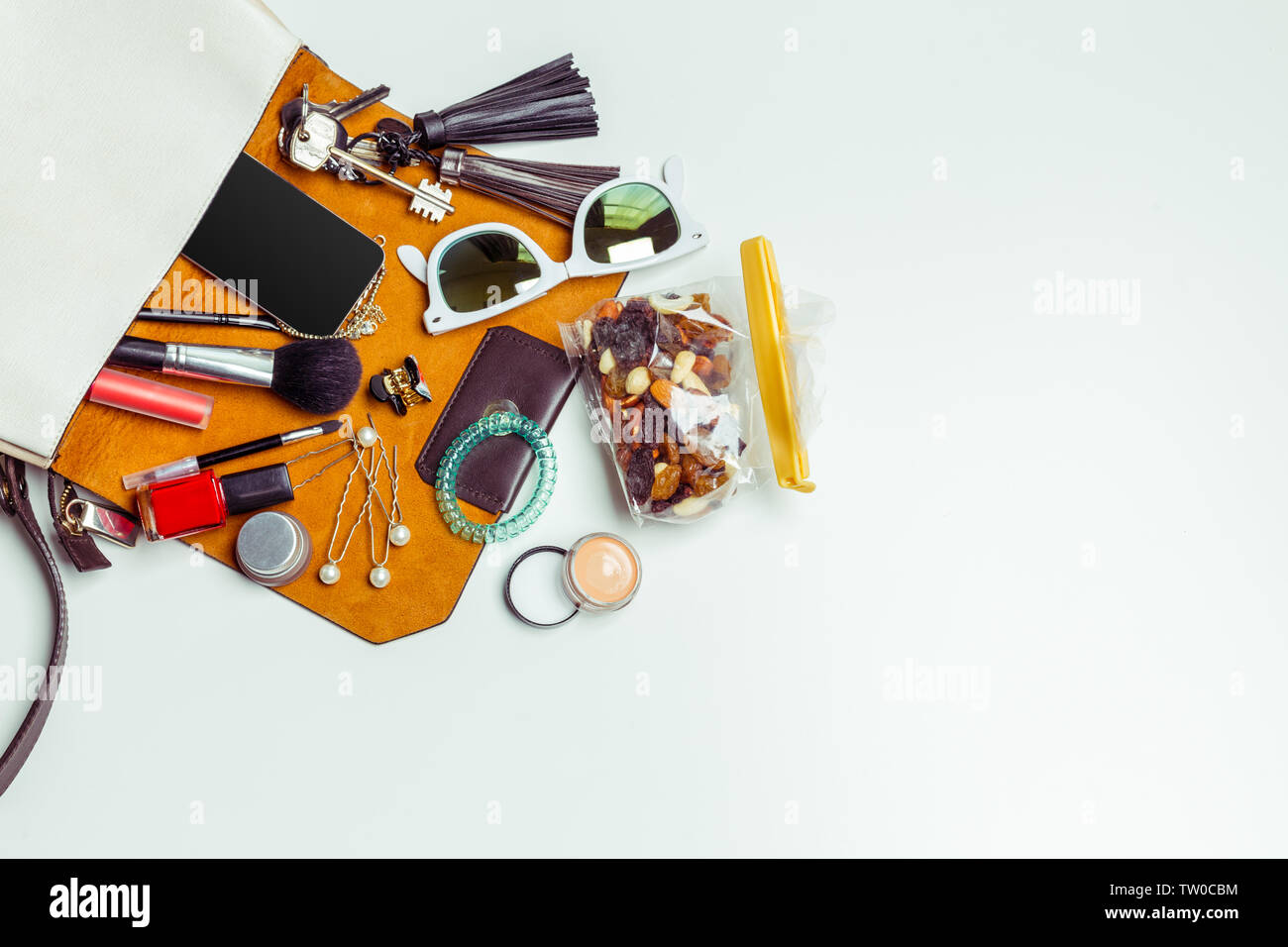 Woman's bag inside out Stock Photo - Alamy
