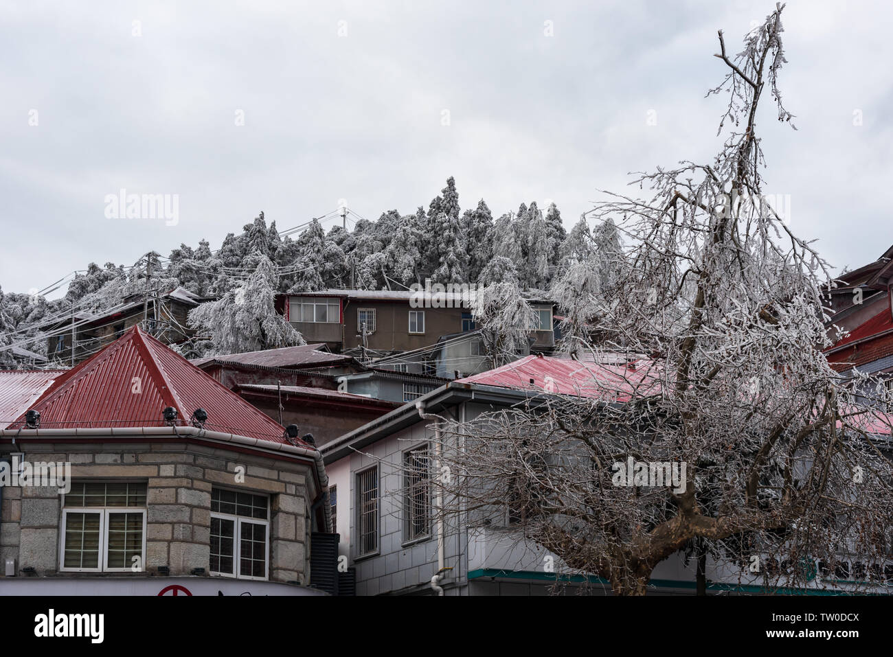 Snow view of Kuling town, Lushan Stock Photo - Alamy