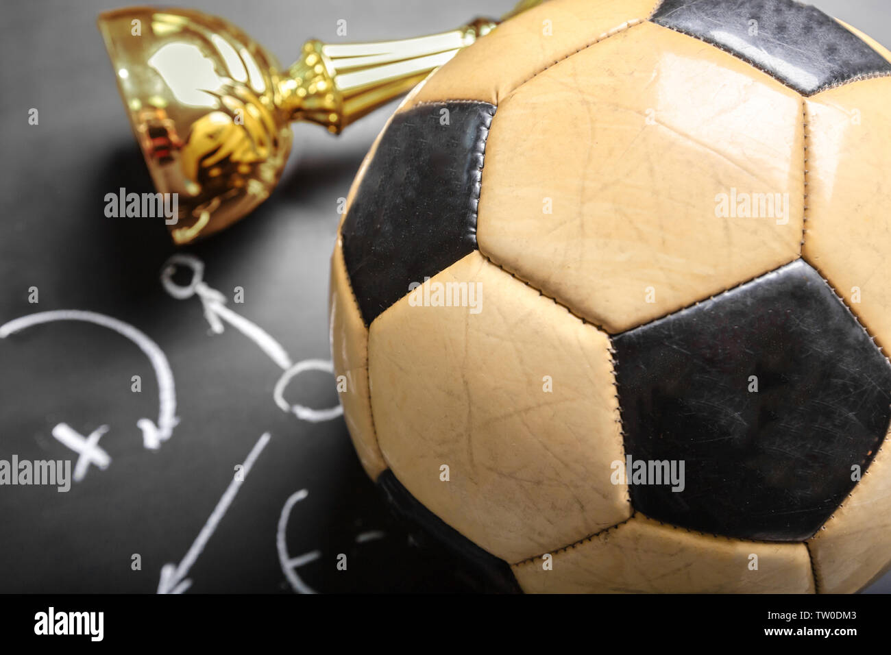 Soccer plan chalk board with formation tactic Stock Photo - Alamy