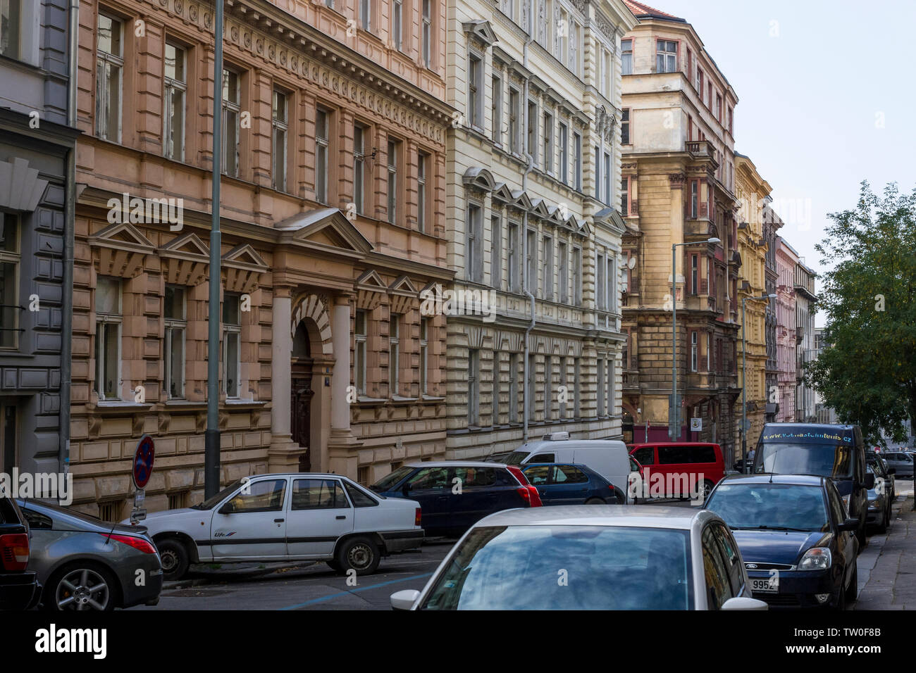 Colourful apartment blocks in Zizkov, Prague, The Czech Republic Stock ...