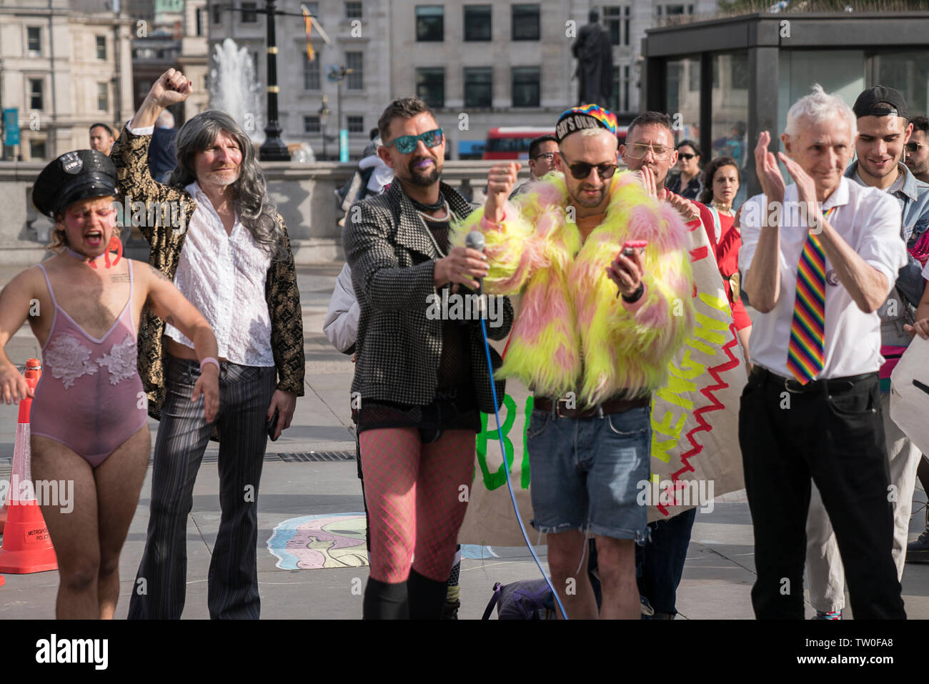 17th June 2019, Trafalgar Square, London : Activists gather in ...