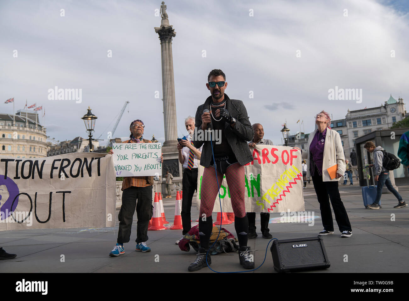 17th June 2019, Trafalgar Square, London : Activists gather in ...