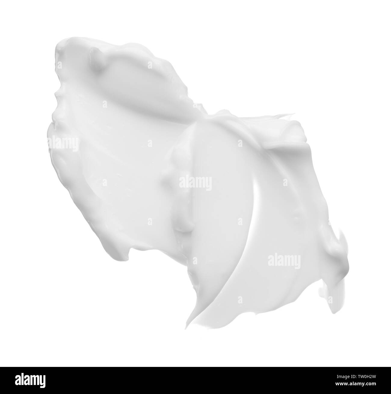 Smears and texture of face cream or white acrylic paint isolated on ...