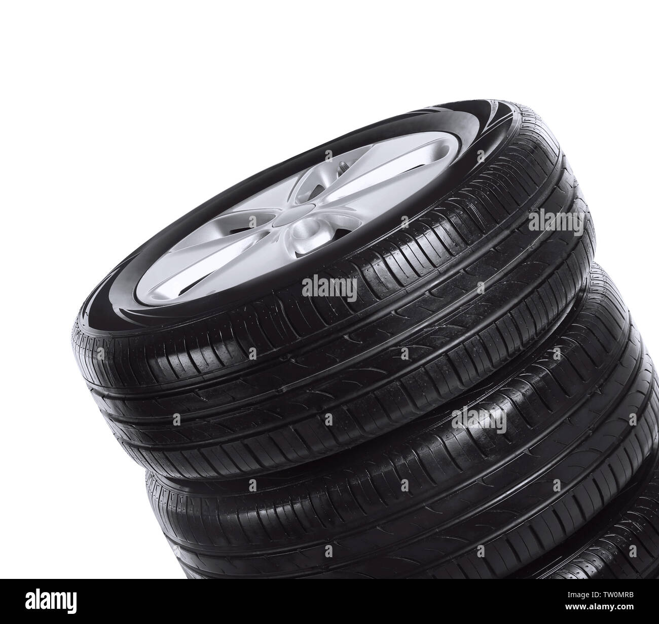 Car wheels on white background Stock Photo - Alamy