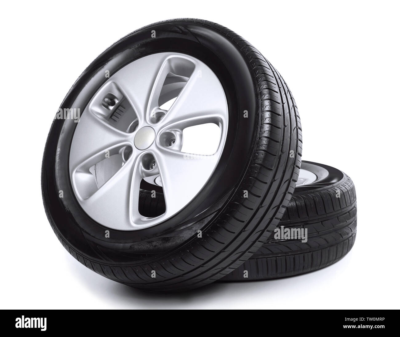 Car wheels on white background Stock Photo - Alamy