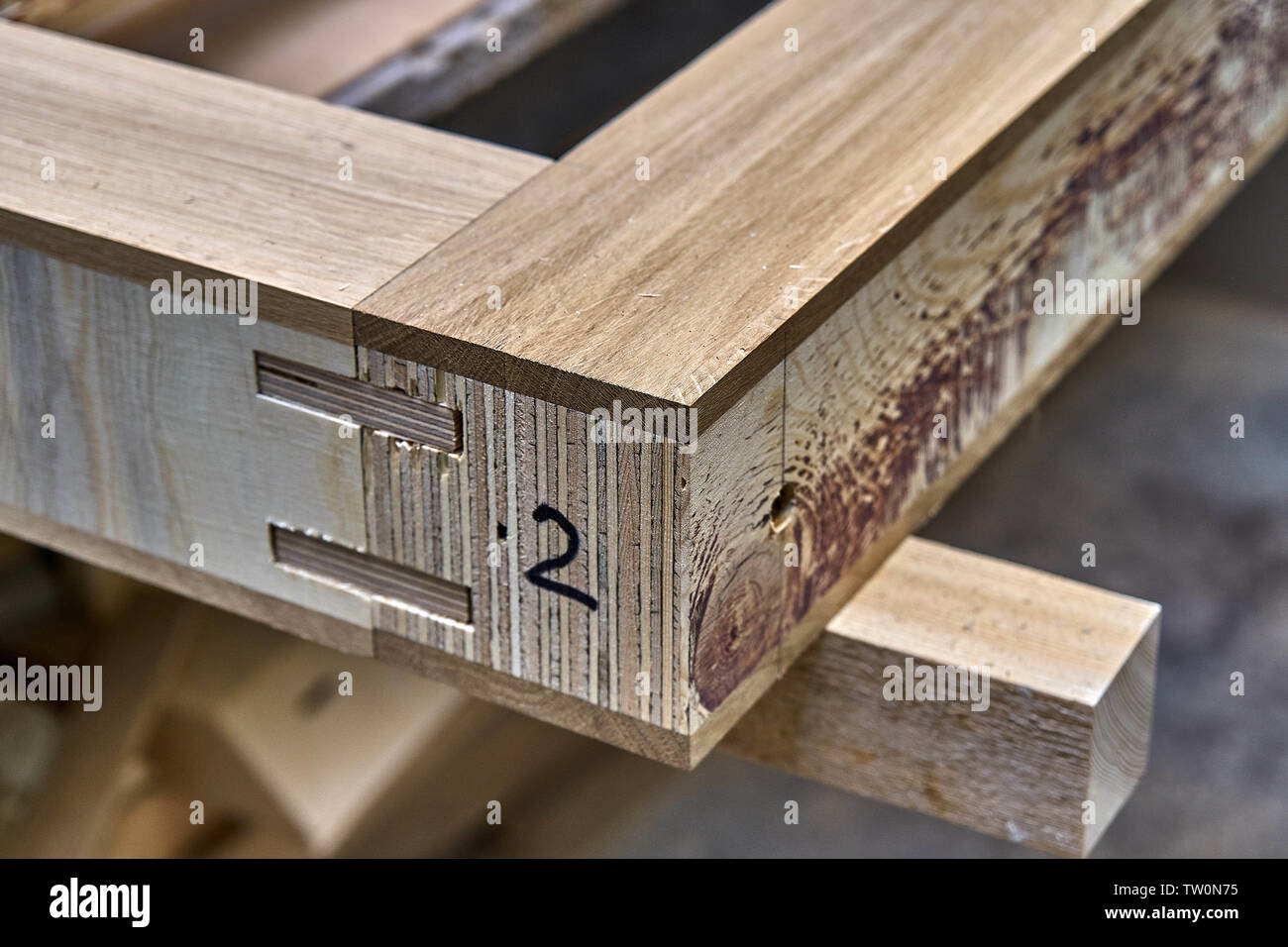 Wood door manufacturing process. Door frame. Woodworking and carpentry ...