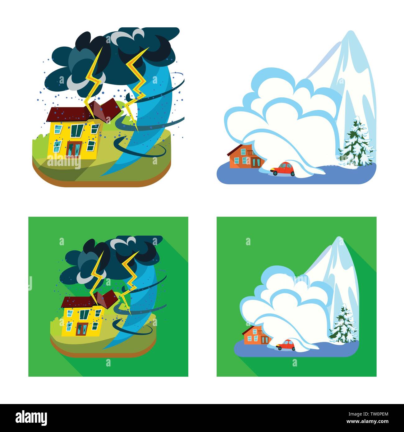 Vector design of weather and distress logo. Set of weather and crash ...