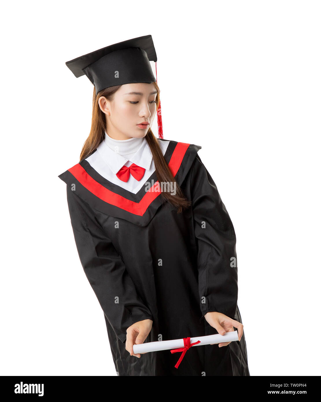 Graduate students against a white background Stock Photo - Alamy