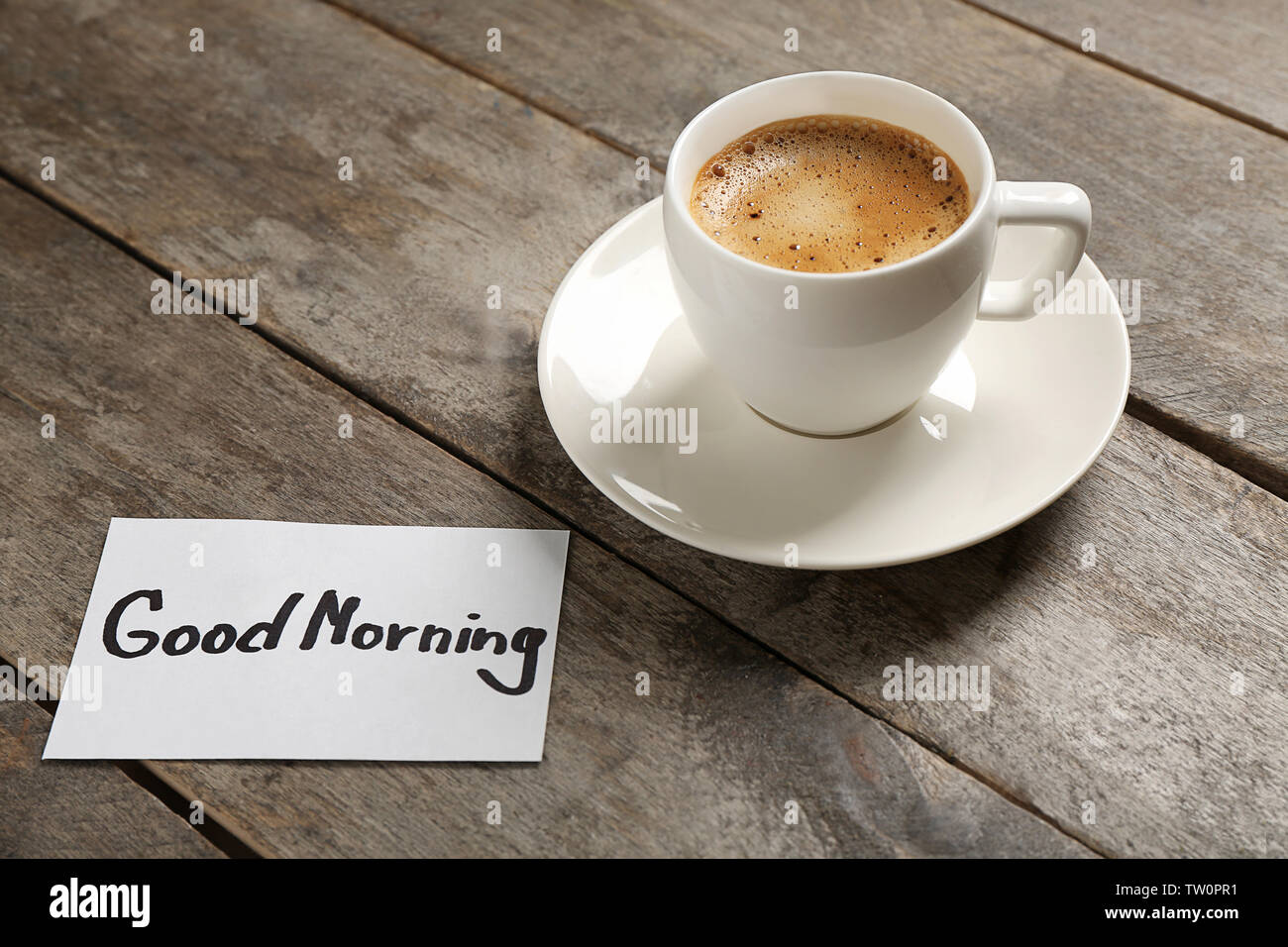 Good morning written wooden hi-res stock photography and images - Alamy