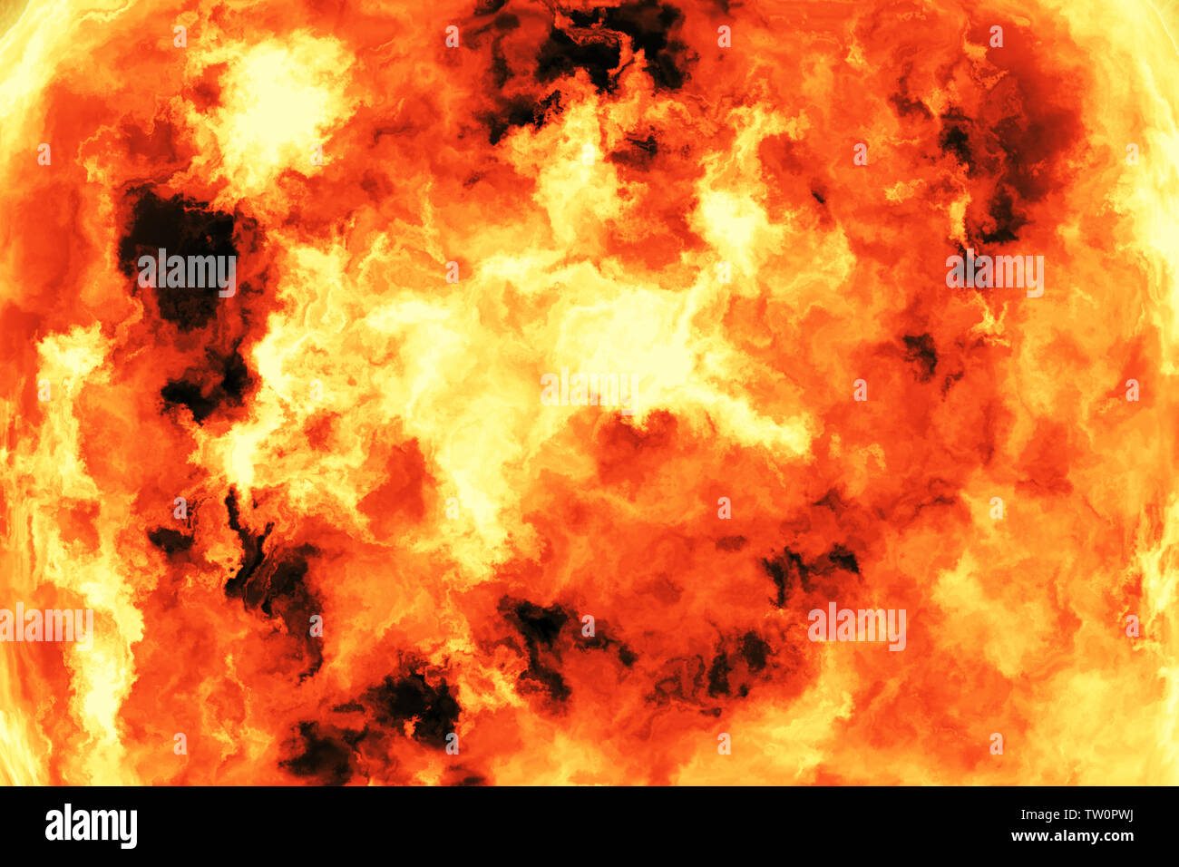 Three-dimensional rendering, fireball with black background Stock Photo ...