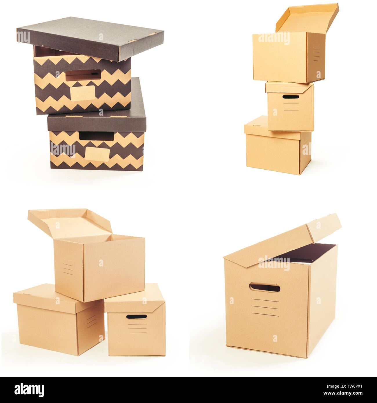 Cardboard boxes isolated Stock Photo - Alamy