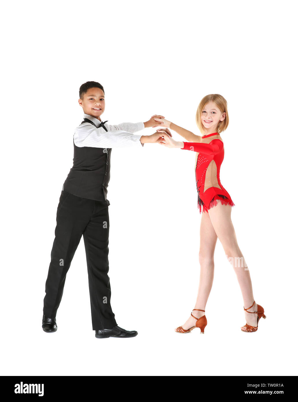 Cute dancing children on white background Stock Photo - Alamy