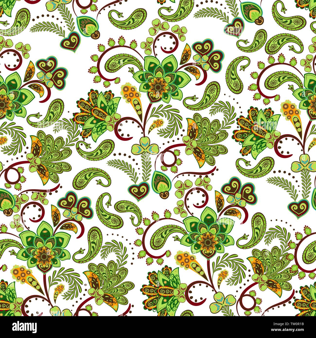 Dense floral ornamental hand draw fantasy flowers pattern. Vector Stock ...