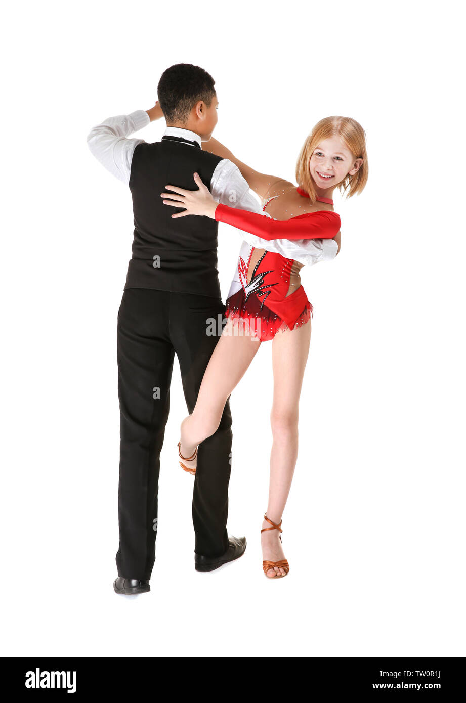 Cute dancing children on white background Stock Photo - Alamy