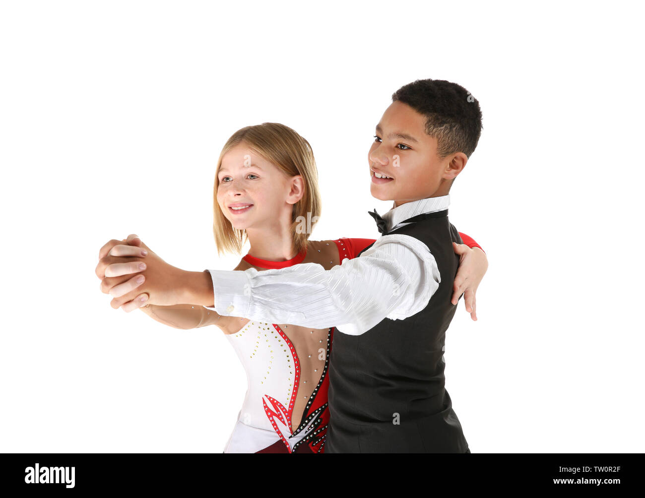 Cute dancing children on white background Stock Photo - Alamy