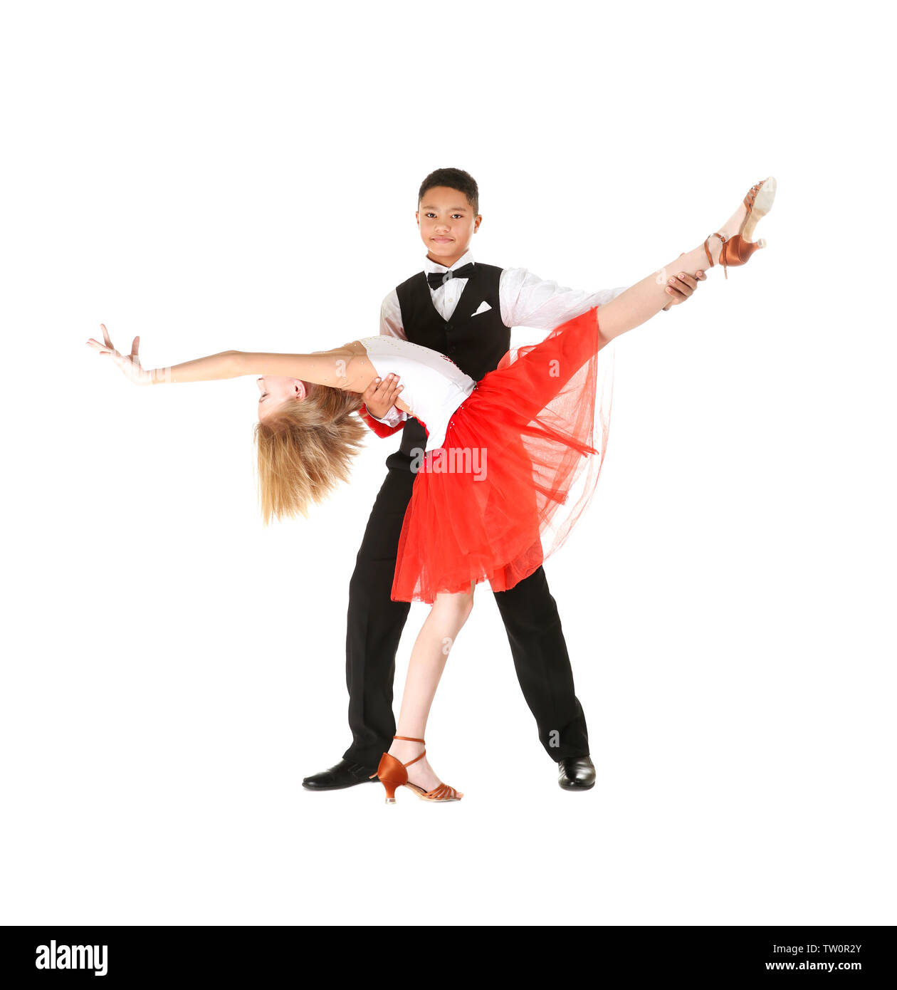 Cute dancing children on white background Stock Photo - Alamy