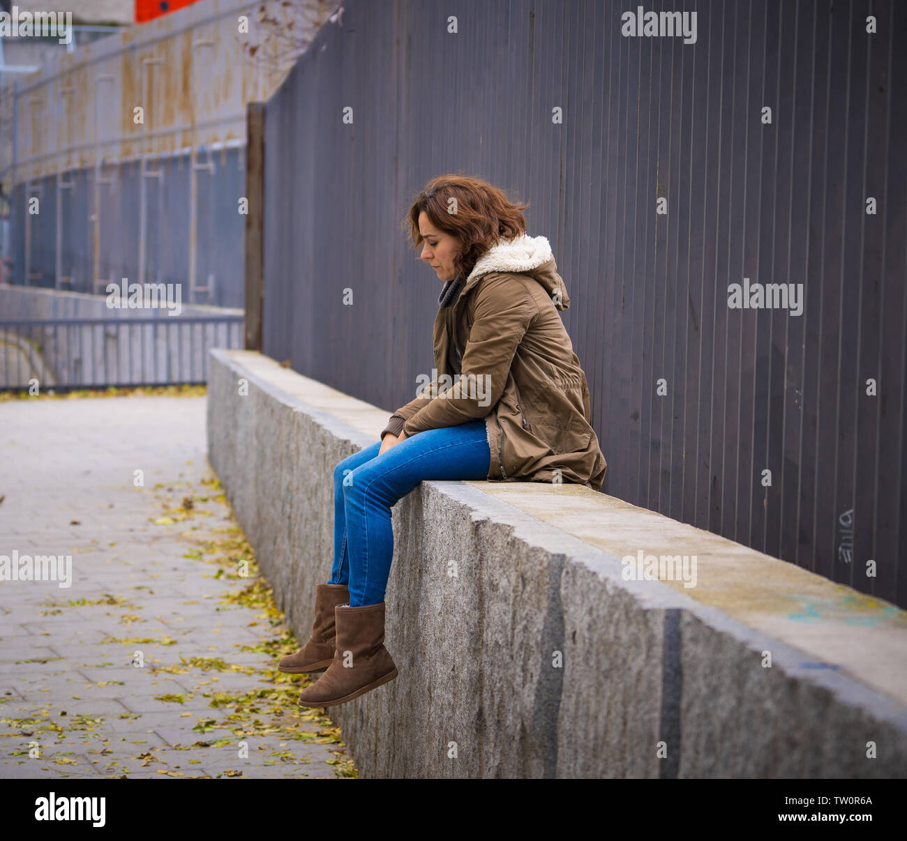 Attractive woman suffering from depression felling sad unhappy ...