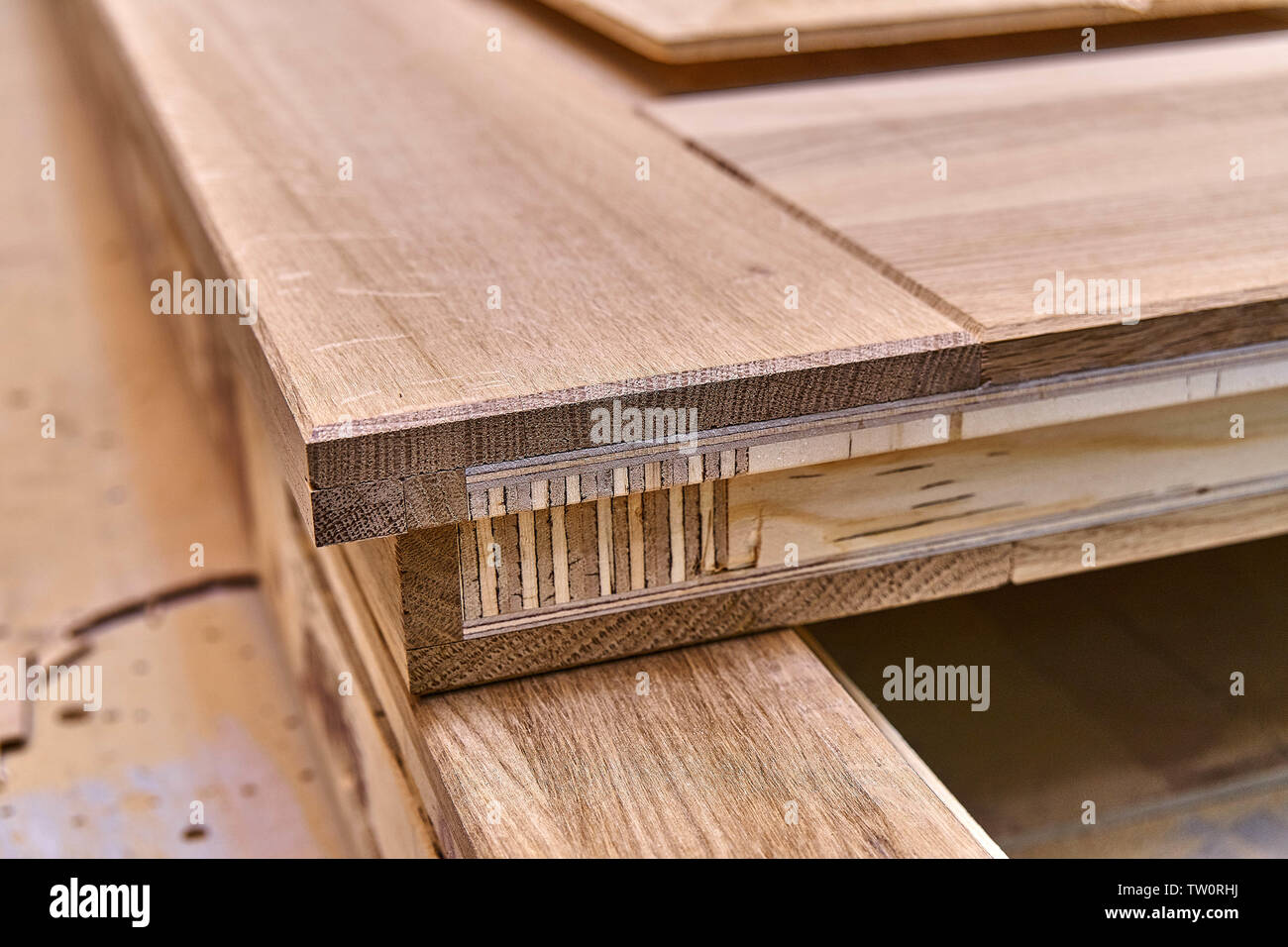 Wood door manufacturing process. Door leaf. Woodworking and carpentry ...