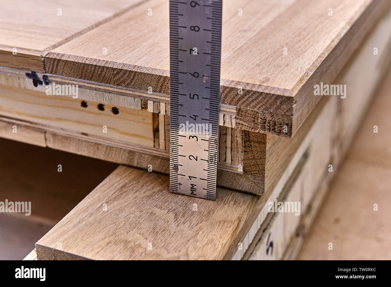 Wood door manufacturing process. Door leaf. Woodworking and carpentry ...