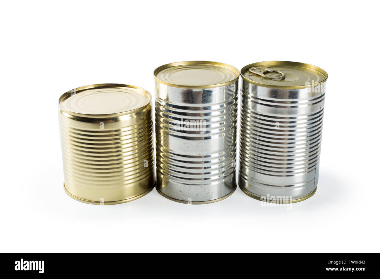 metal cans on a white background Stock Photo - Alamy