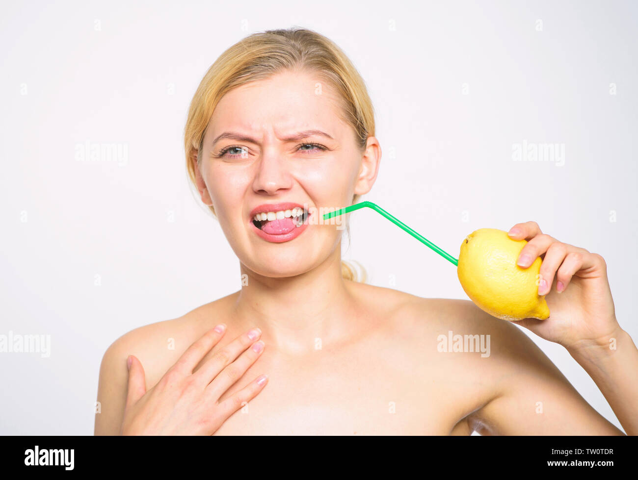 Disgusting taste woman drink hi-res stock photography and images - Alamy