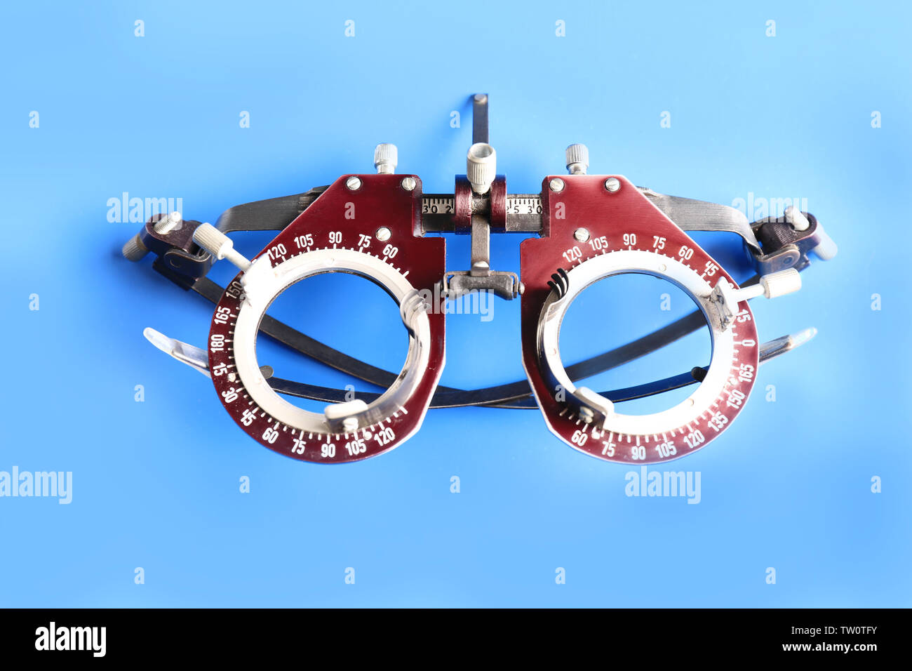 Modern trial frame on color background Stock Photo - Alamy
