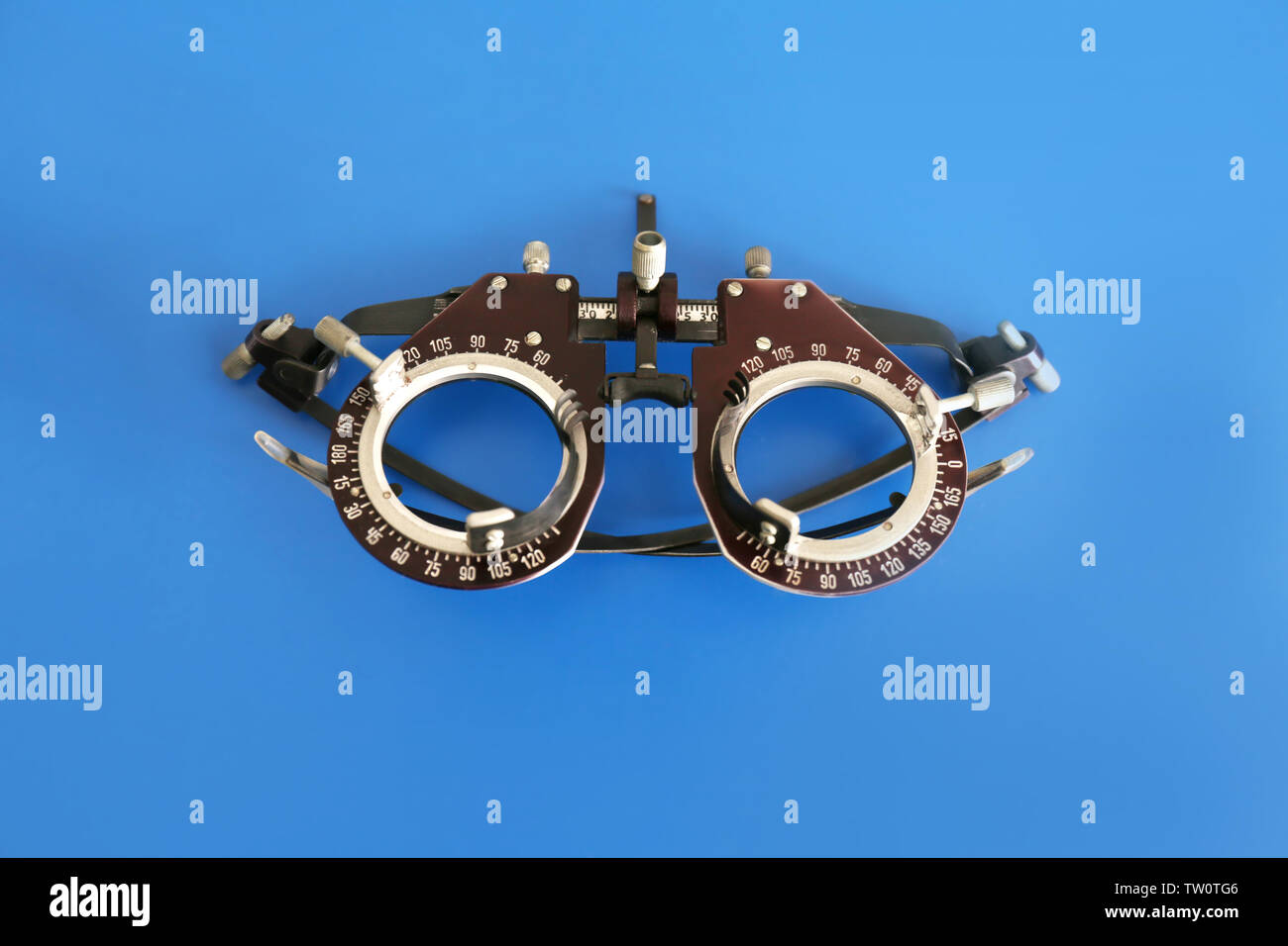 Modern trial frame on color background Stock Photo - Alamy