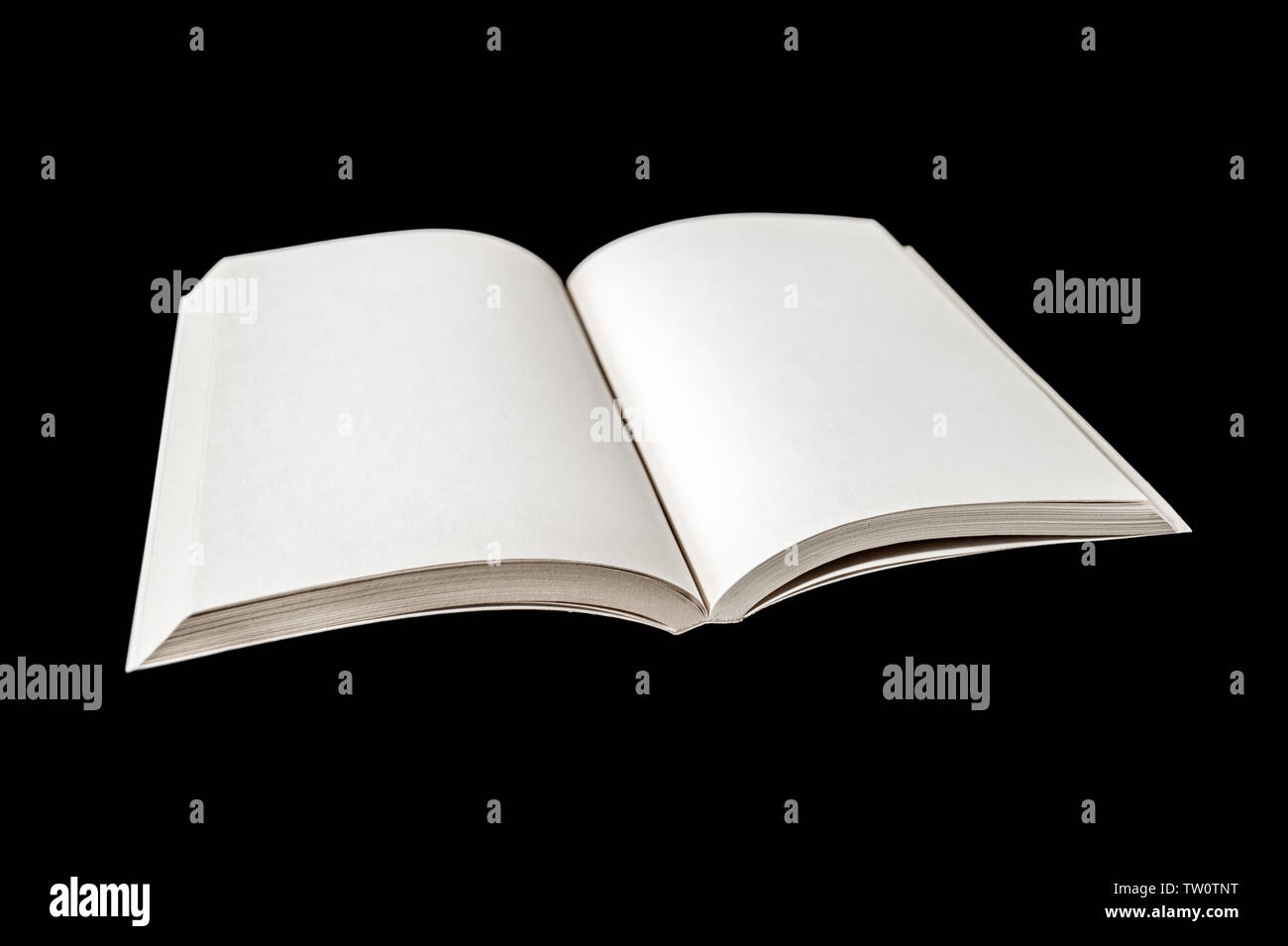 Open blank book mockup, isolated on black Stock Photo - Alamy