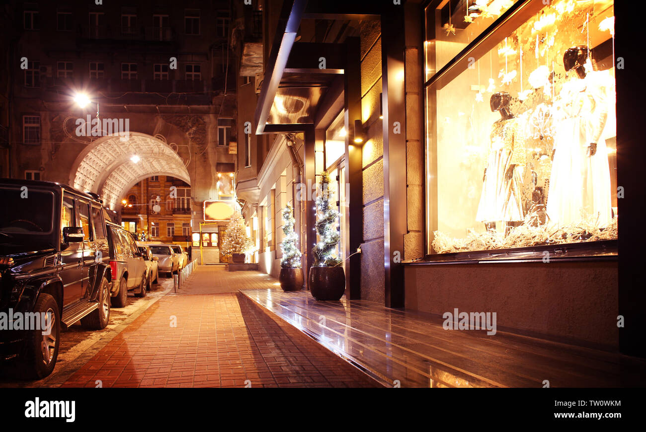 Modern clothes shops on street Stock Photo - Alamy